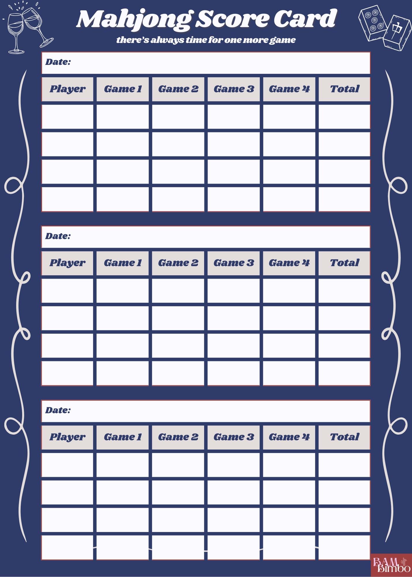 PRINTABLE Mahjong Score Card, Mahjong Score Keeper, Mahjong Accessory ...