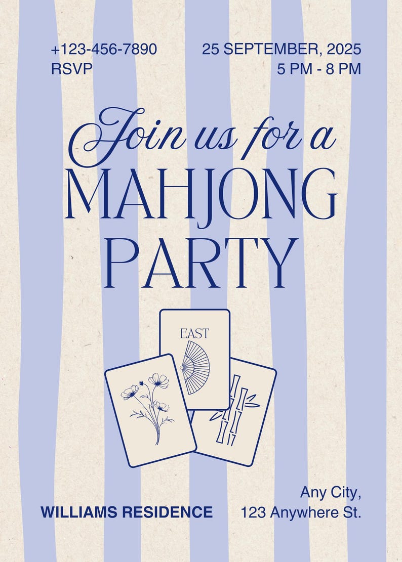 EDITABLE Mahjong Invitation Mahjong Party Invite Mahjong Party Evite ...