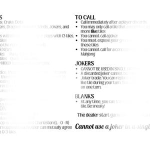 PRINTABLE Mahjong Cheat Sheet American Mahjong Rules Card Mahjong for ...