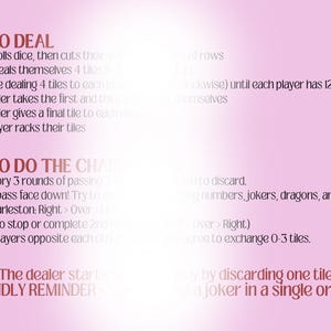 PRINTABLE Mahjong How to Deal Mahjong How to Charleston Mahjong Cheat ...