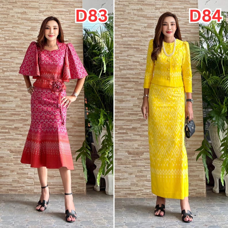 D71-D88 Elegant Thai Dress & Skirt Set | Handmade Silk Cotton Outfit ...