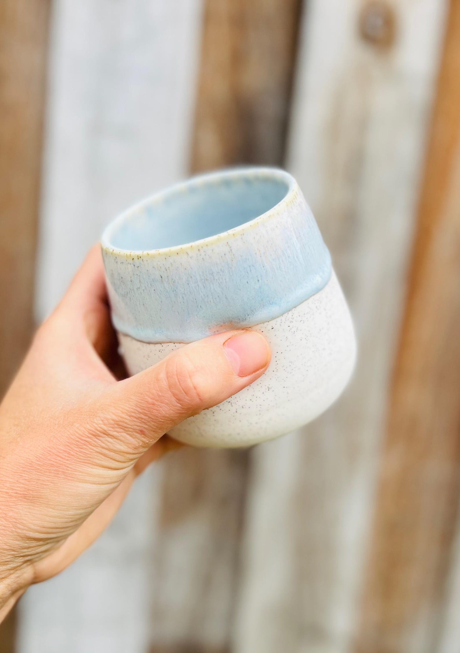Blue Drippy Thumb Cup. Flat White Cup. Hand Thrown Cup. Porcelain ...