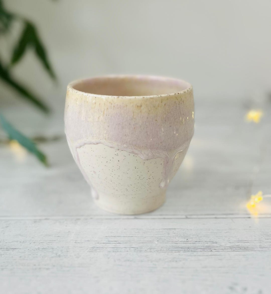 Pink Drippy Glaze and Speckled Porcelain Wine Cup. Pottery Wine Glass ...