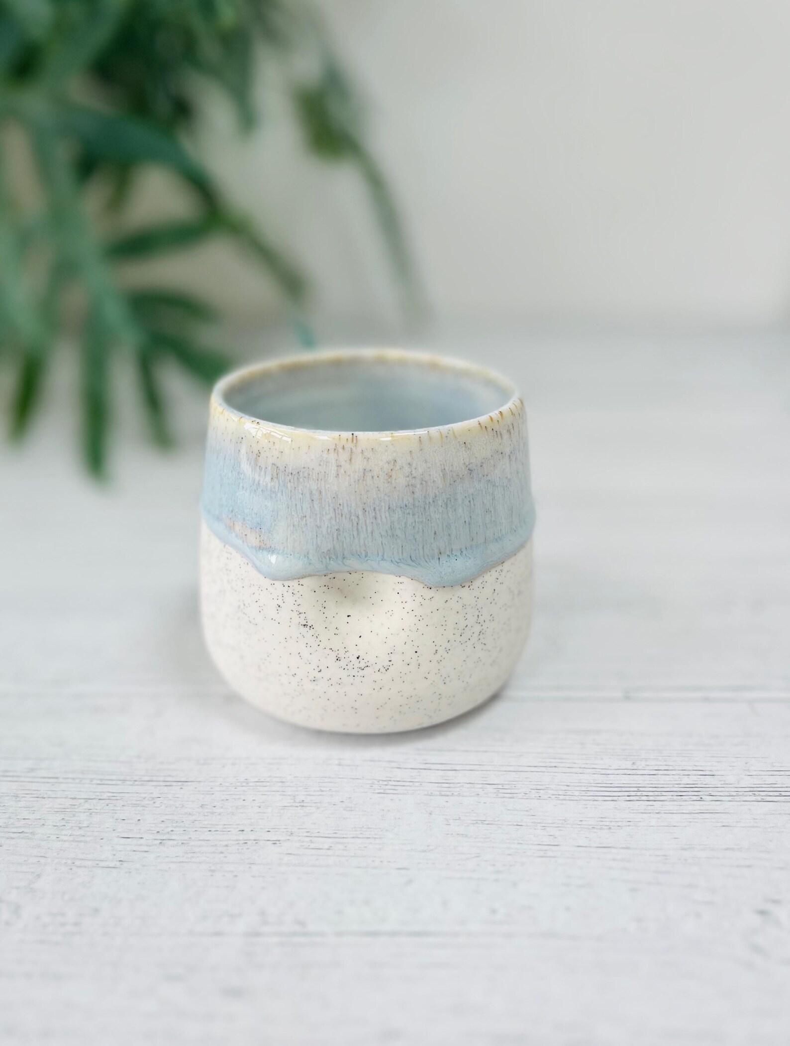 Blue Drippy Thumb Cup. Flat White Cup. Hand Thrown Cup. Porcelain ...