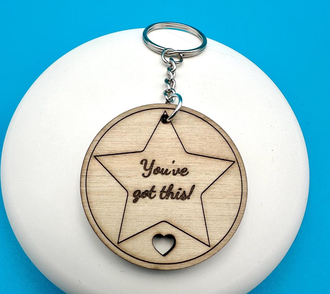 You've Got This Round Wooden Key Chain, Wooden Key Ring, Anxiety Gift ...