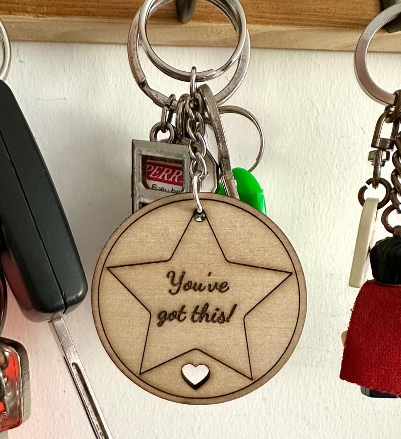 You've Got This Round Wooden Key Chain, Wooden Key Ring, Anxiety Gift ...