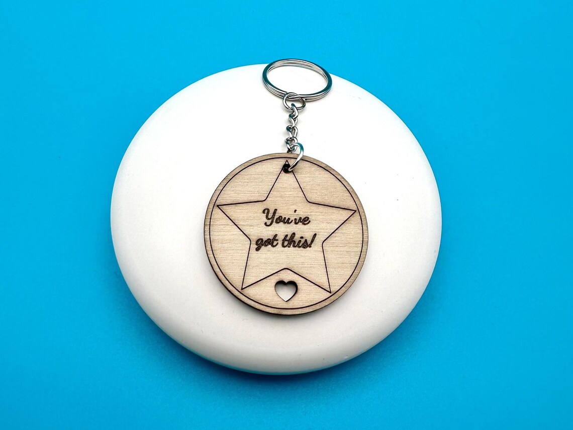 You've Got This Round Wooden Key Chain, Wooden Key Ring, Anxiety Gift ...