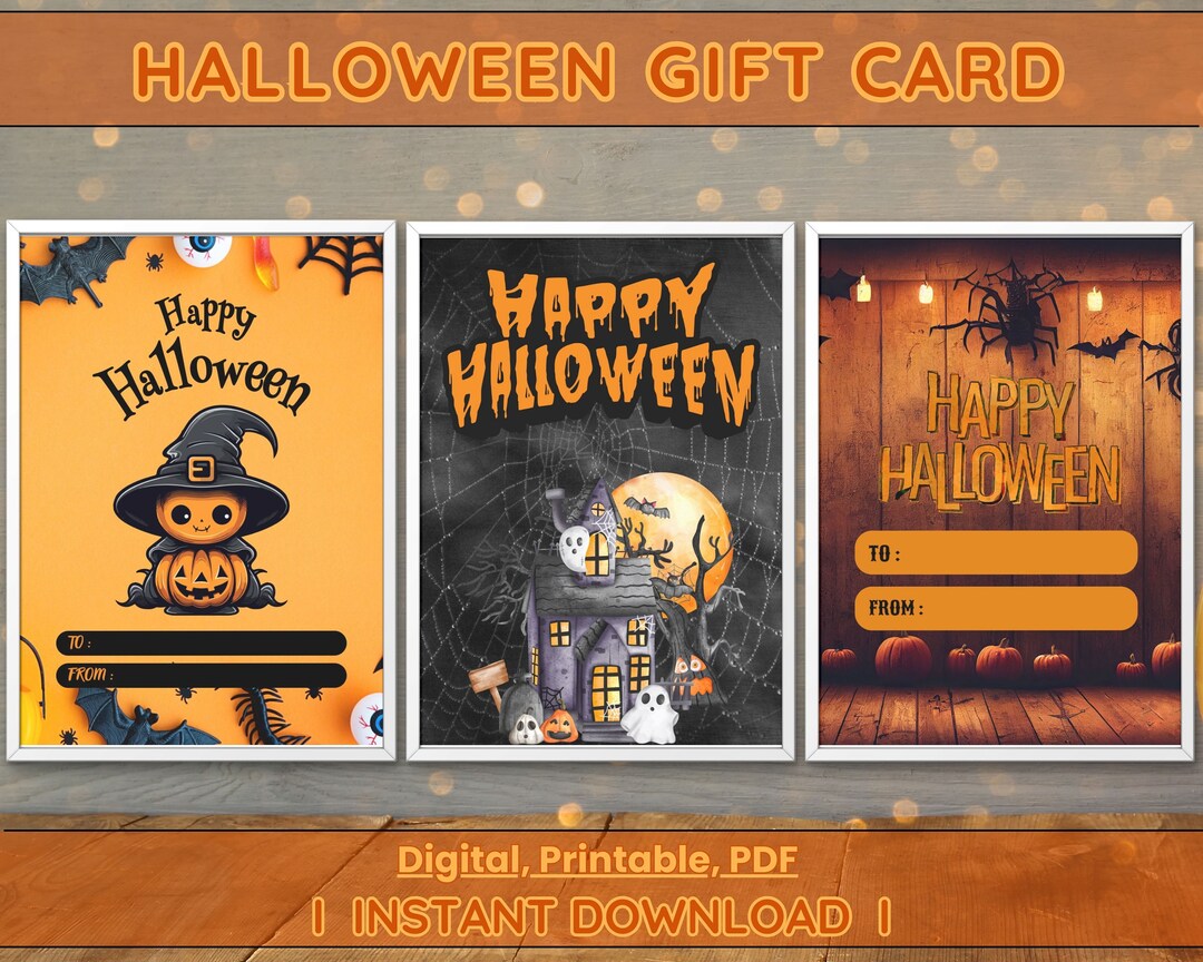 Halloween Printable Card, Happy Halloween Gift Card, Halloween Party ...