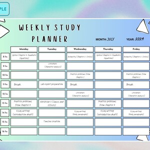Weekly Planner, Weekly Meal and Study Planner, Digital Printable ...