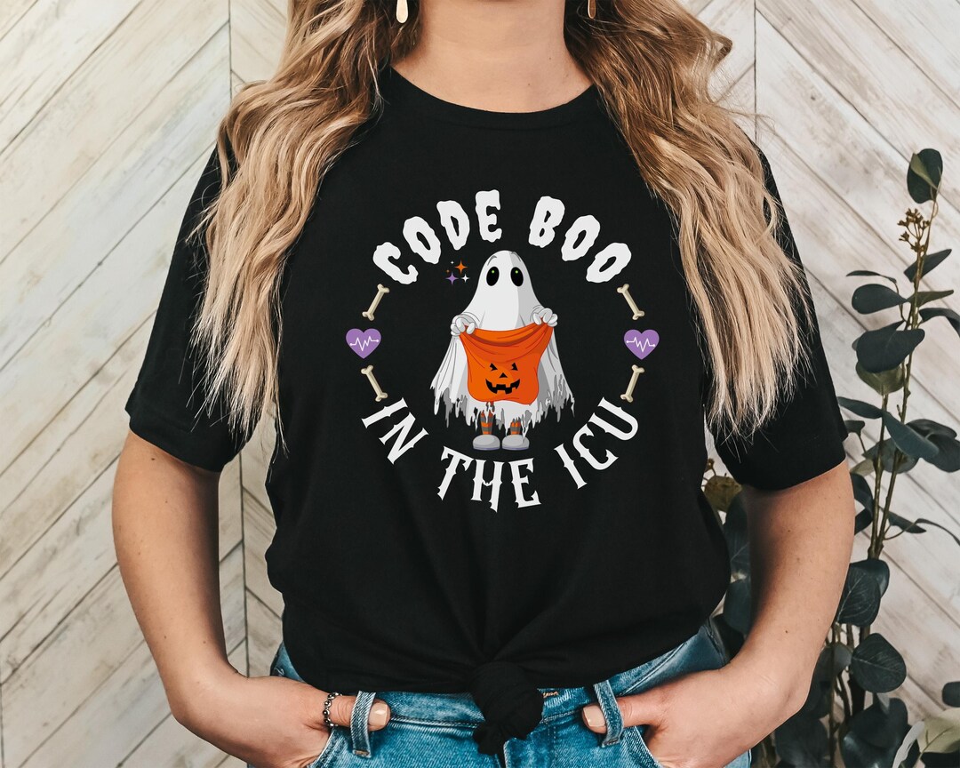 Code BOO in the ICU, Nurse Halloween Crew Neck, ICU Nurse Shirt, Nurse ...