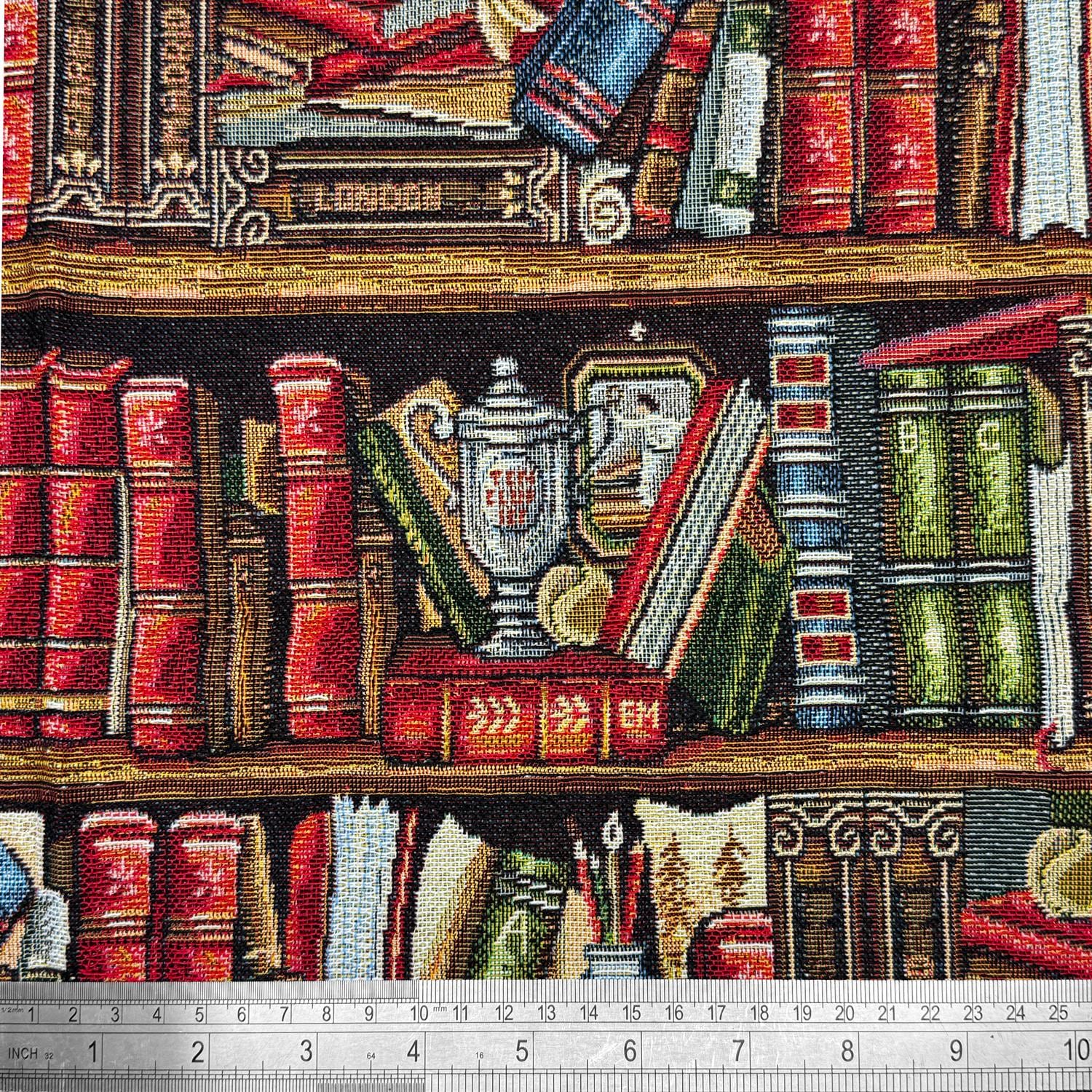 Library Tapestry Fabric Bookshelf Fabric Heavyweight 140cm Stunning ...