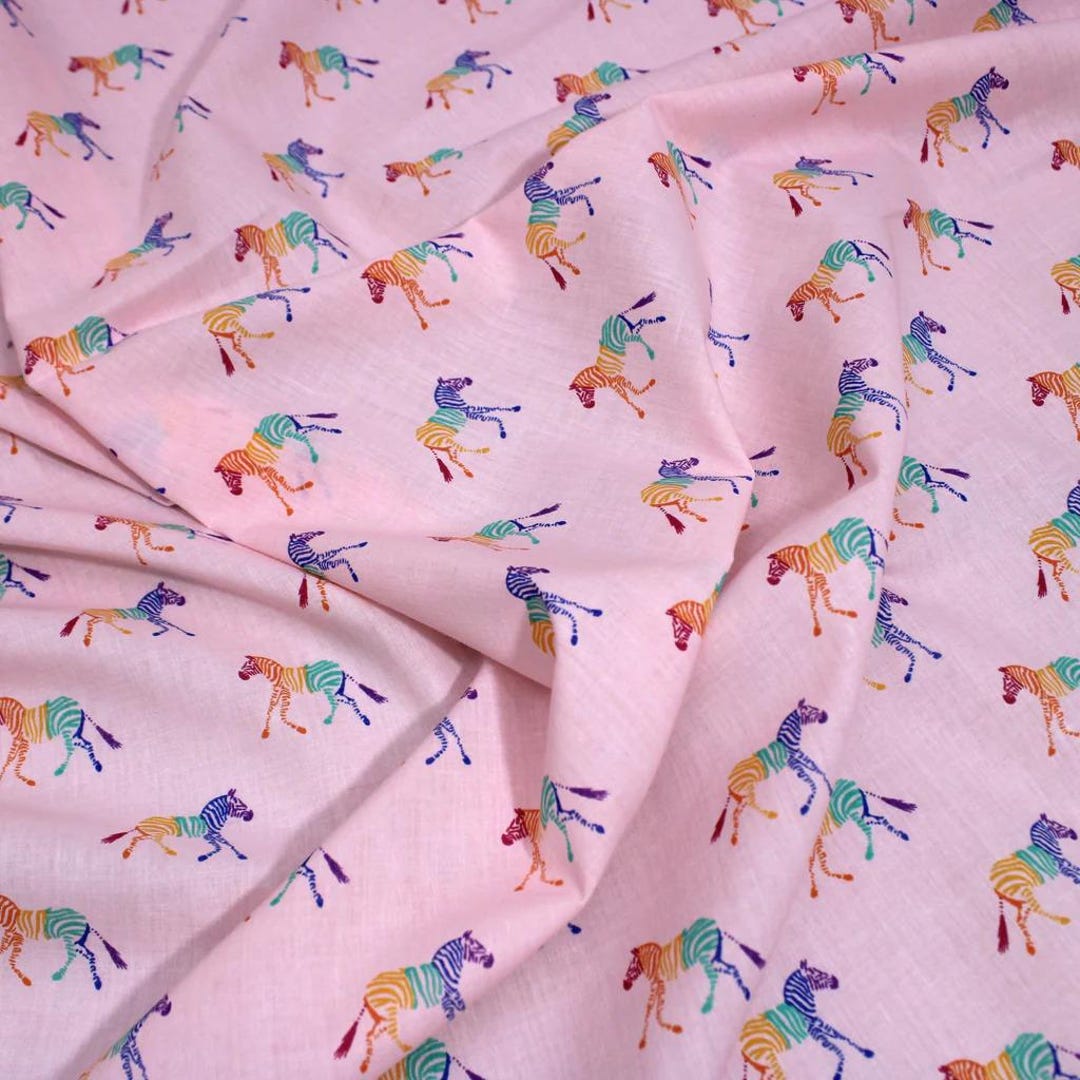 Rainbow Zebra Polycotton Fabric Zebra Print Fabric Poly Cotton Fabric ...
