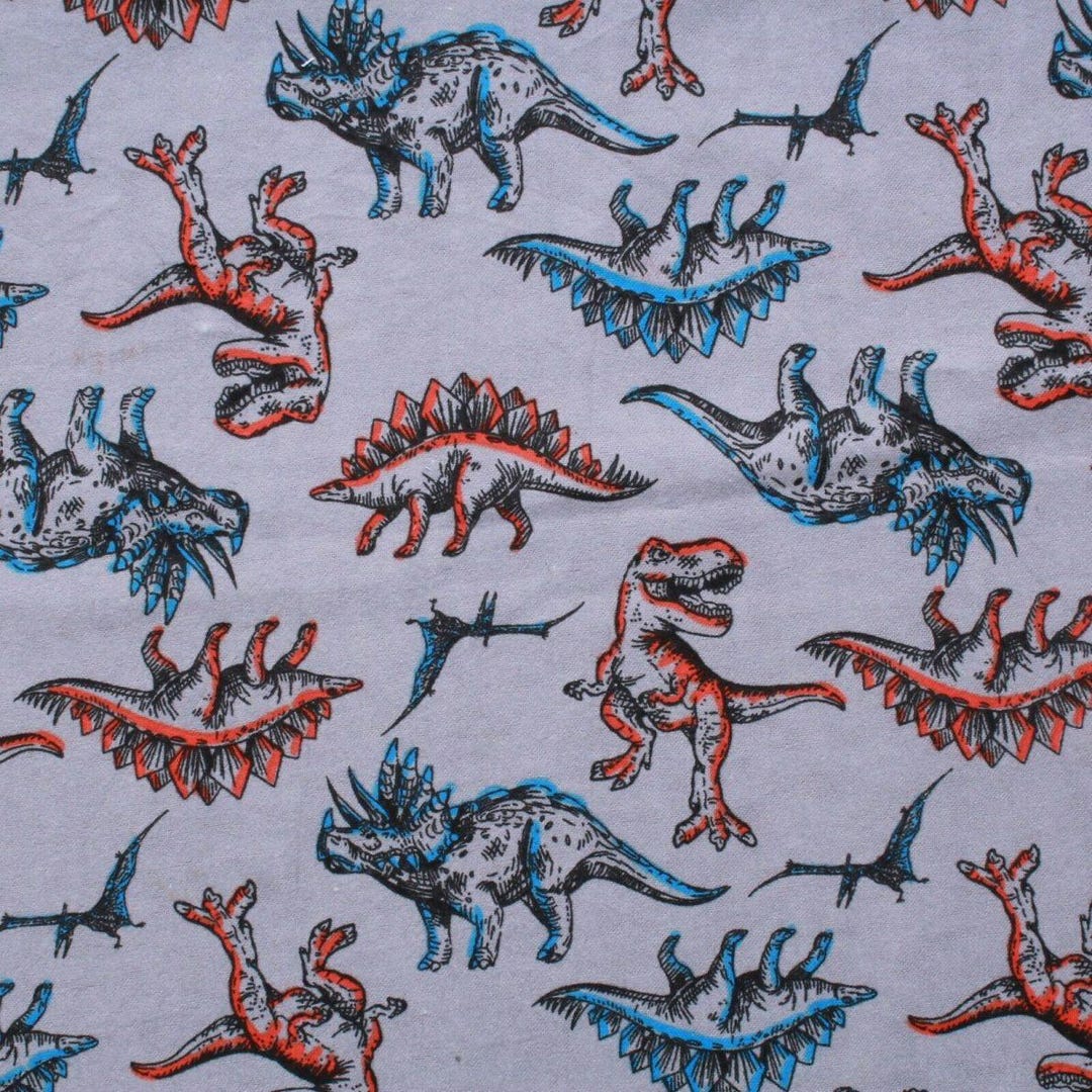 Pre Historic Dinosaurs Flannel Winceyette Fabric 100% Cotton Soft ...