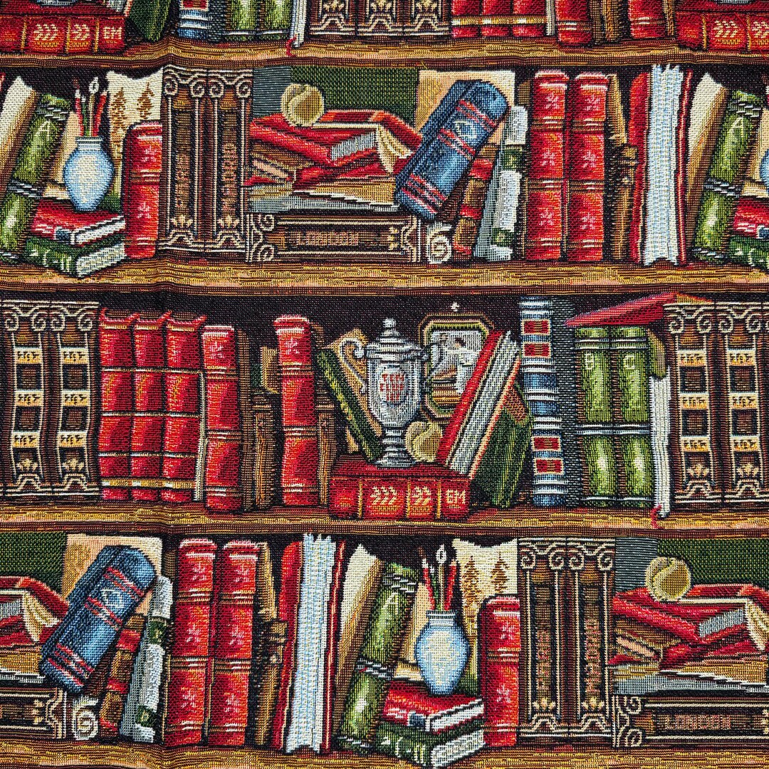 Library Tapestry Fabric Bookshelf Fabric Heavyweight 140cm Stunning ...