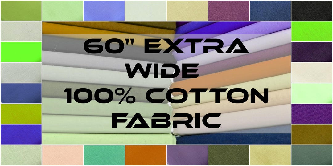 60" Extra Wide Plain Craft Cotton Fabric Quilting Patchwork Dressmaking ...
