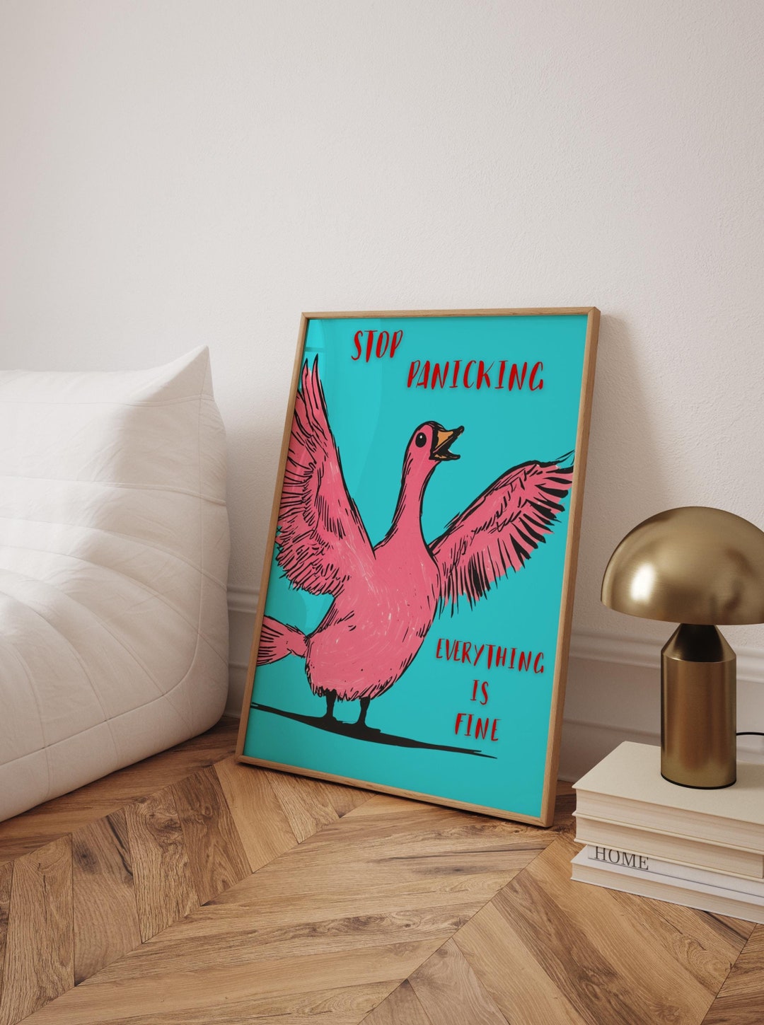 Funny Goose Motivational Poster: Stop Panicking Trendy Wall Art - Etsy
