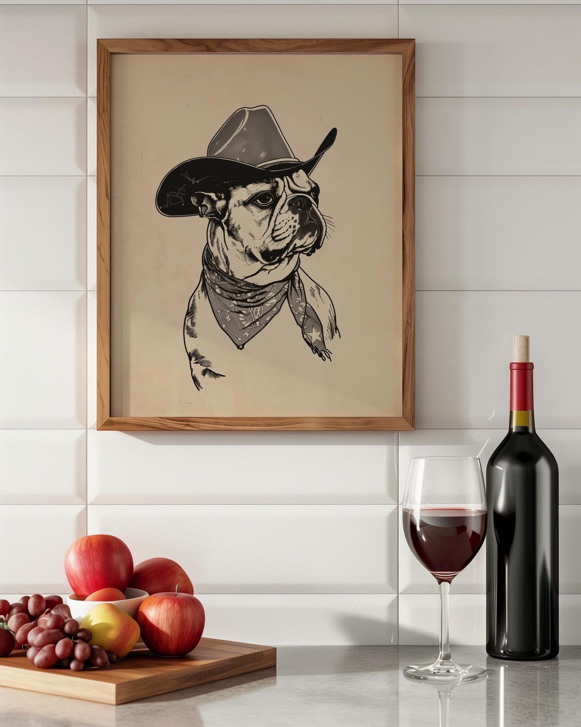 Cowdog Wall Art Cowboy Bulldog Vintage Cowboy Dog Art Western Art Print ...