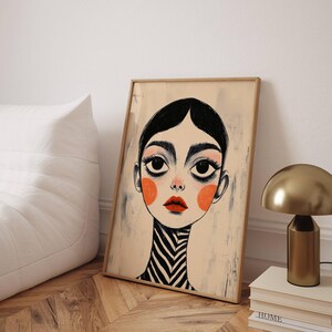 Surreal Big Eye Portrait Wall Art – Whimsical Fashion Illustration ...