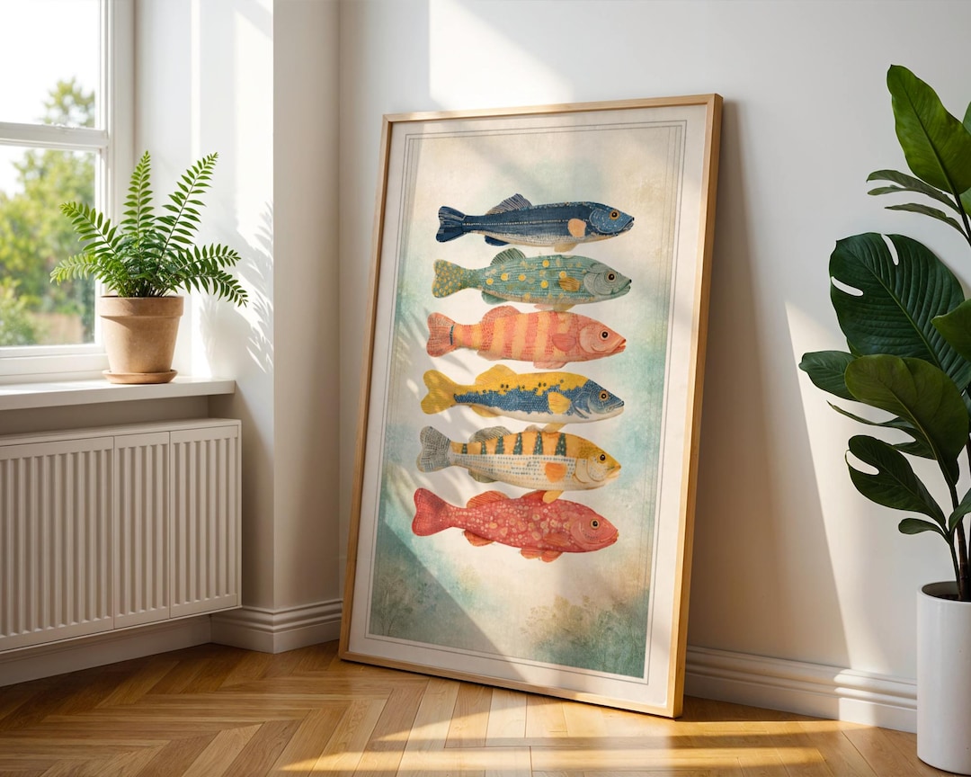 Coastal Fish Wall Art – Nautical Fish Illustration Print - Etsy
