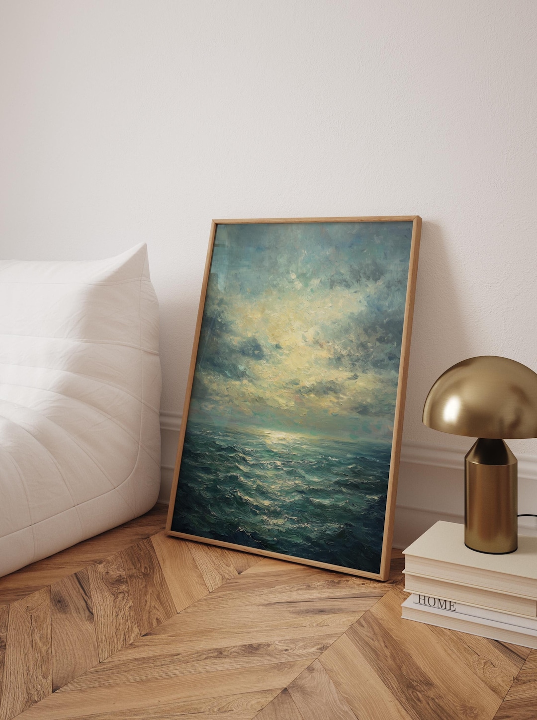 Vintage Ocean Painting: Coastal Nautical Wall Art - Impressionist Print ...