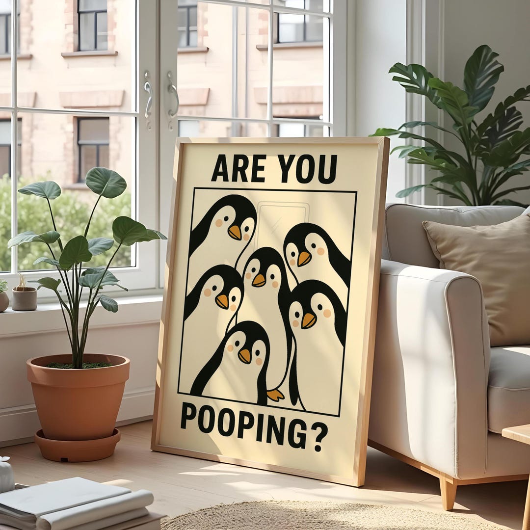 Funny Penguin Bathroom Print – “are You Pooping?” Toilet Humor Art - Etsy