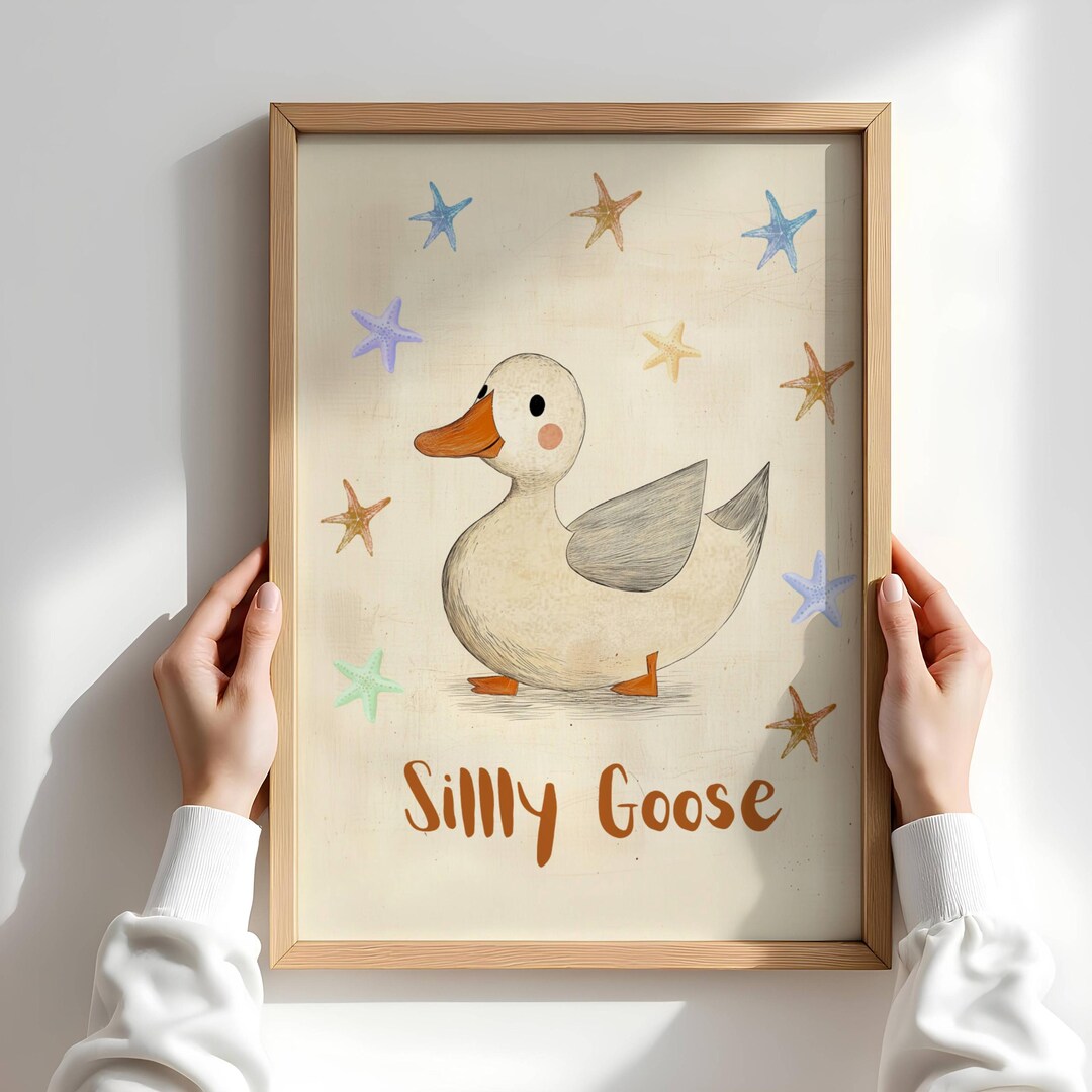 Humorous Nursery Wall Art | Silly Goose Quote Print | Retro Baby Room ...