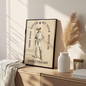 Western Coffee Print – Rustic Cowboy Quote Wall Decor for Bar or ...