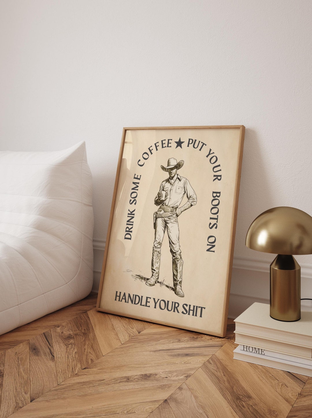 Western Coffee Print – Rustic Cowboy Quote Wall Decor for Bar or ...