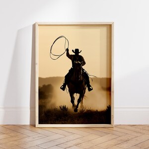 Cowboy With Lasso Poster Western Style Cowboy Print Vintage Poster in ...