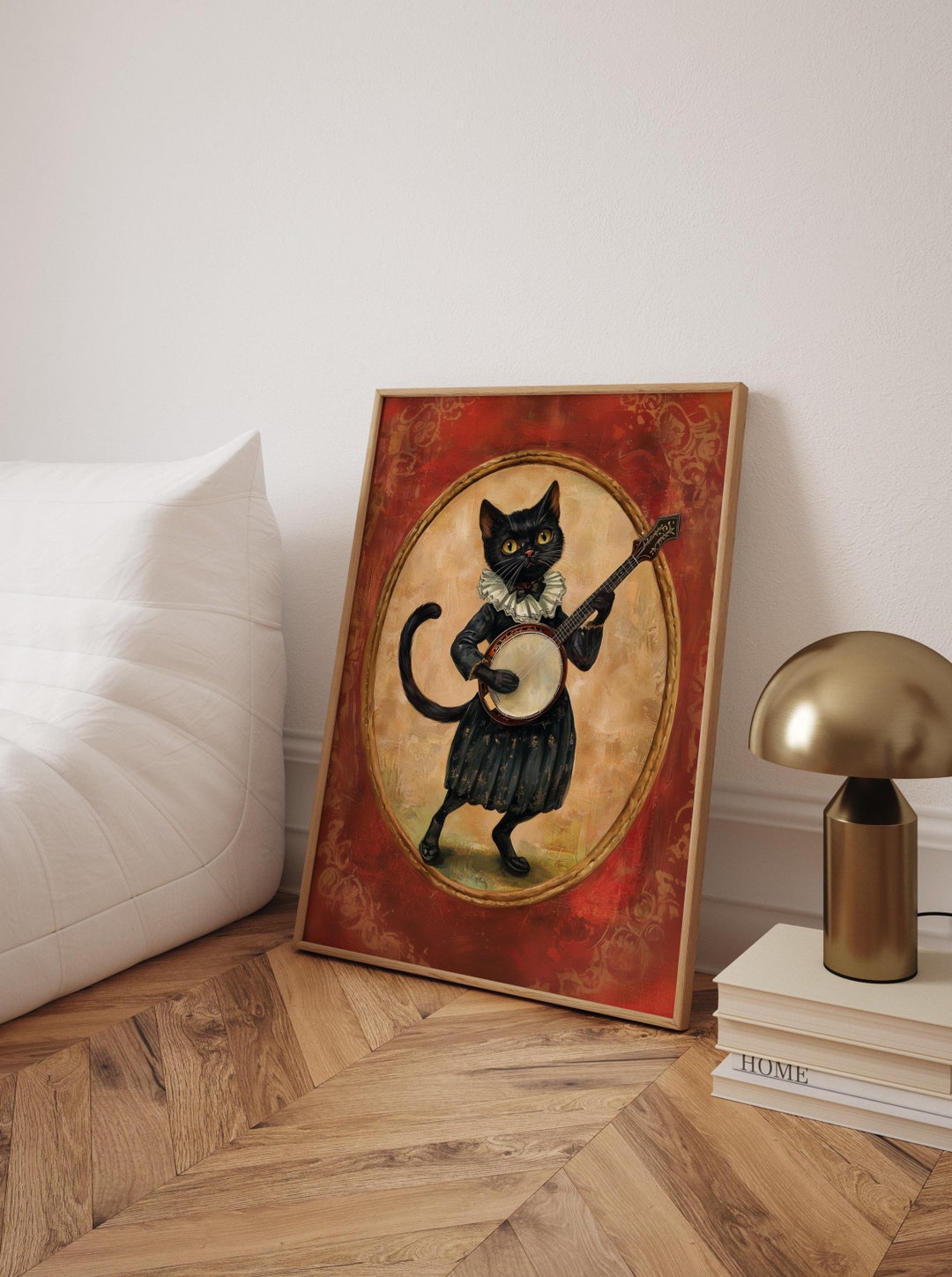 Banjo Cat Wall Art Funny Cat Poster Trendy Wall Decor for Cat Lovers ...