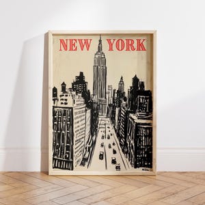 New York City Wall Art Vintage New York Print Hand Drawn NYC Wall Art ...