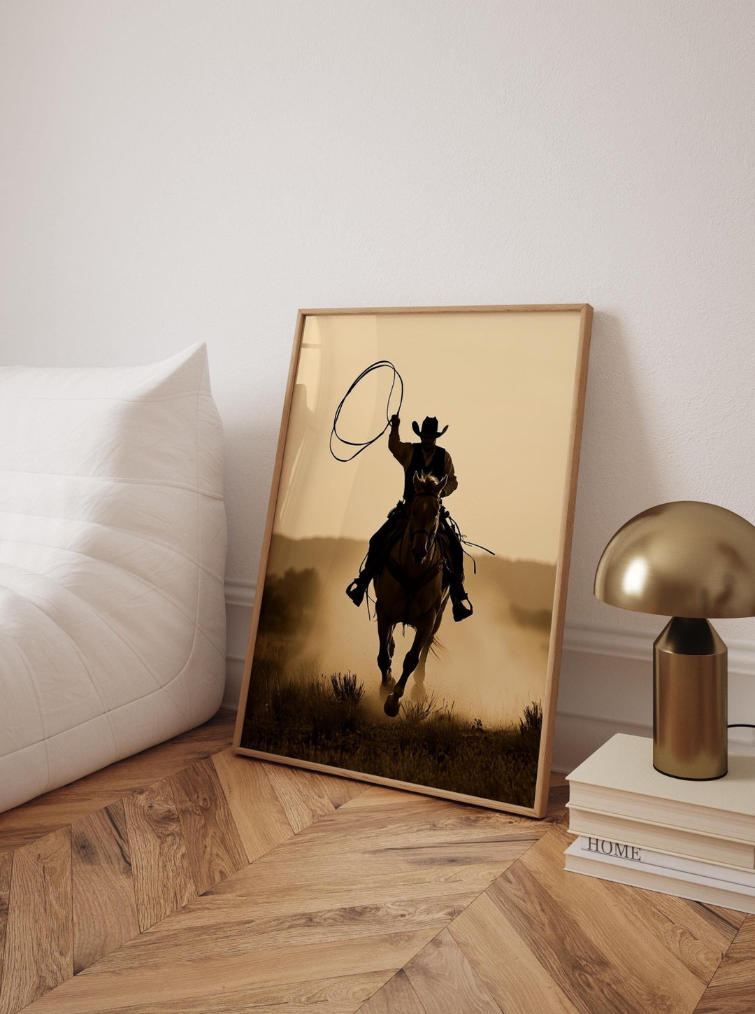 Cowboy With Lasso Poster Western Style Cowboy Print Vintage Poster in ...