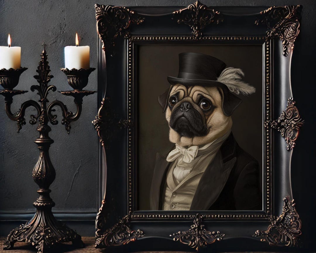 Victorian Pug Portrait: Funny Gothic Dog Wall Art (digital Download) - Etsy