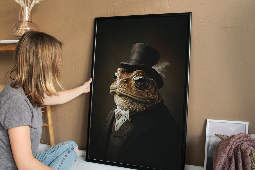 Mr. Frog Painting Frog Wall Art Victorian Style Frog Portrait Toad Art ...