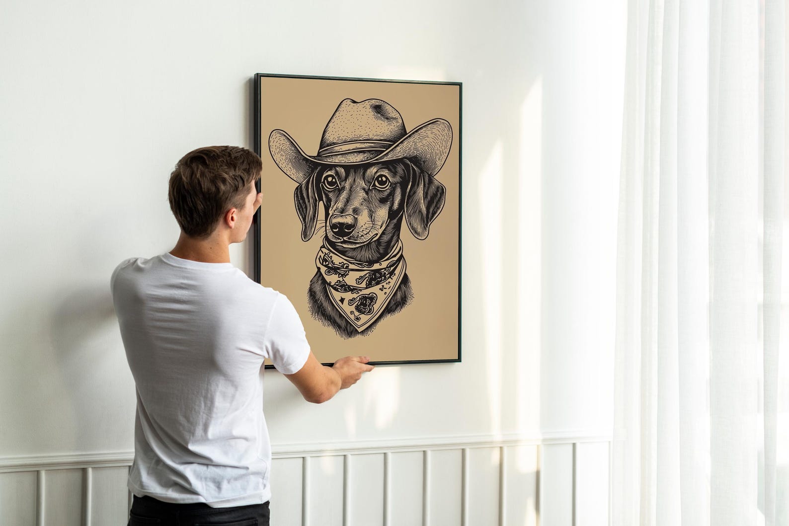Dachshund Pup Cowdog Wall Art Cowboy Dog Vintage Cowboy Dog Art Western ...