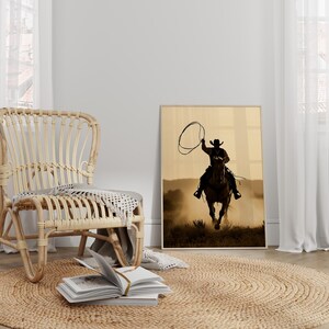 Cowboy With Lasso Poster Western Style Cowboy Print Vintage Poster in ...