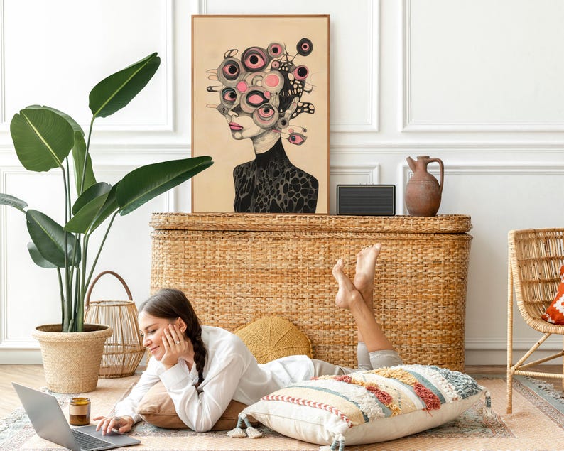 Surreal Woman Art Print: Abstract Eye Design, Modern Wall Decor - Etsy