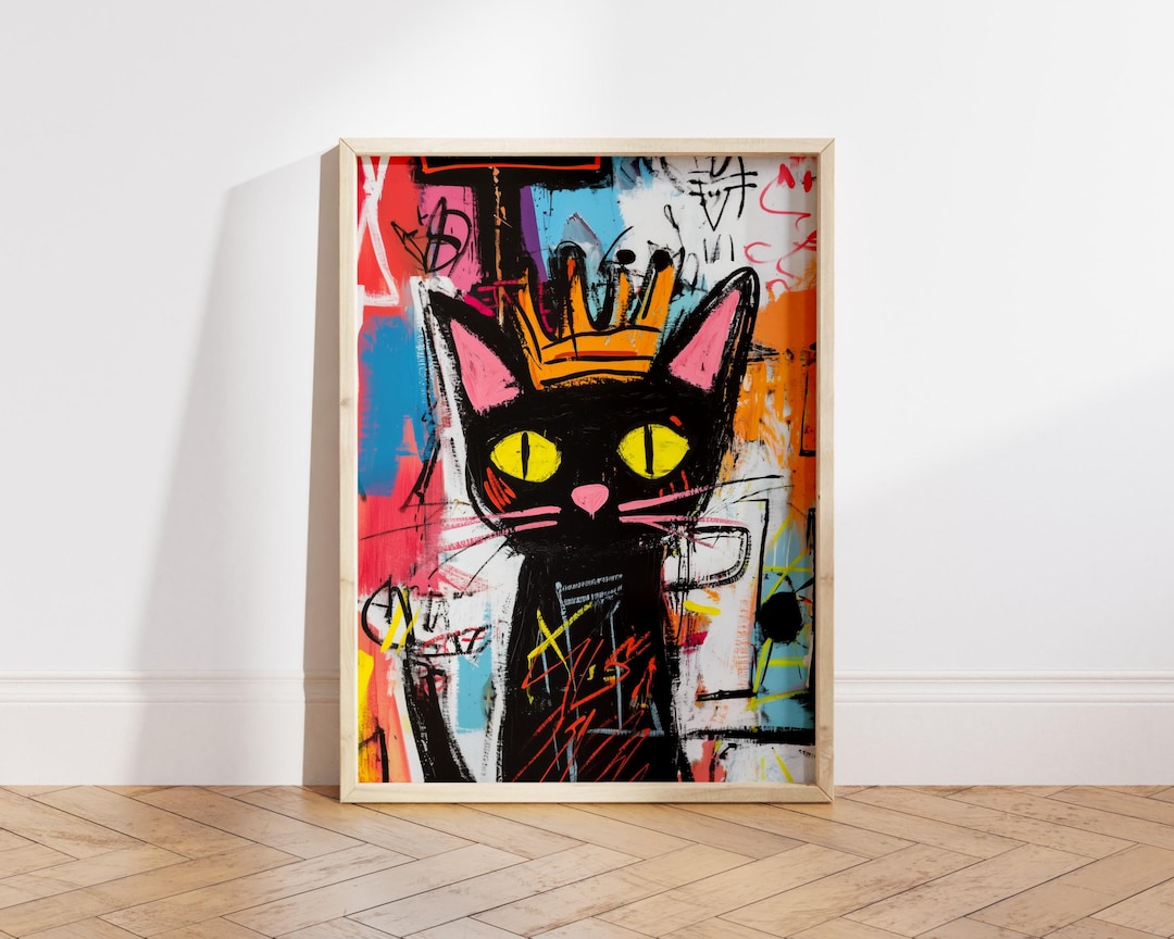 Basquiat Inspired Cat Wall Art Basquiat Print Pop Art, Abstract Art ...