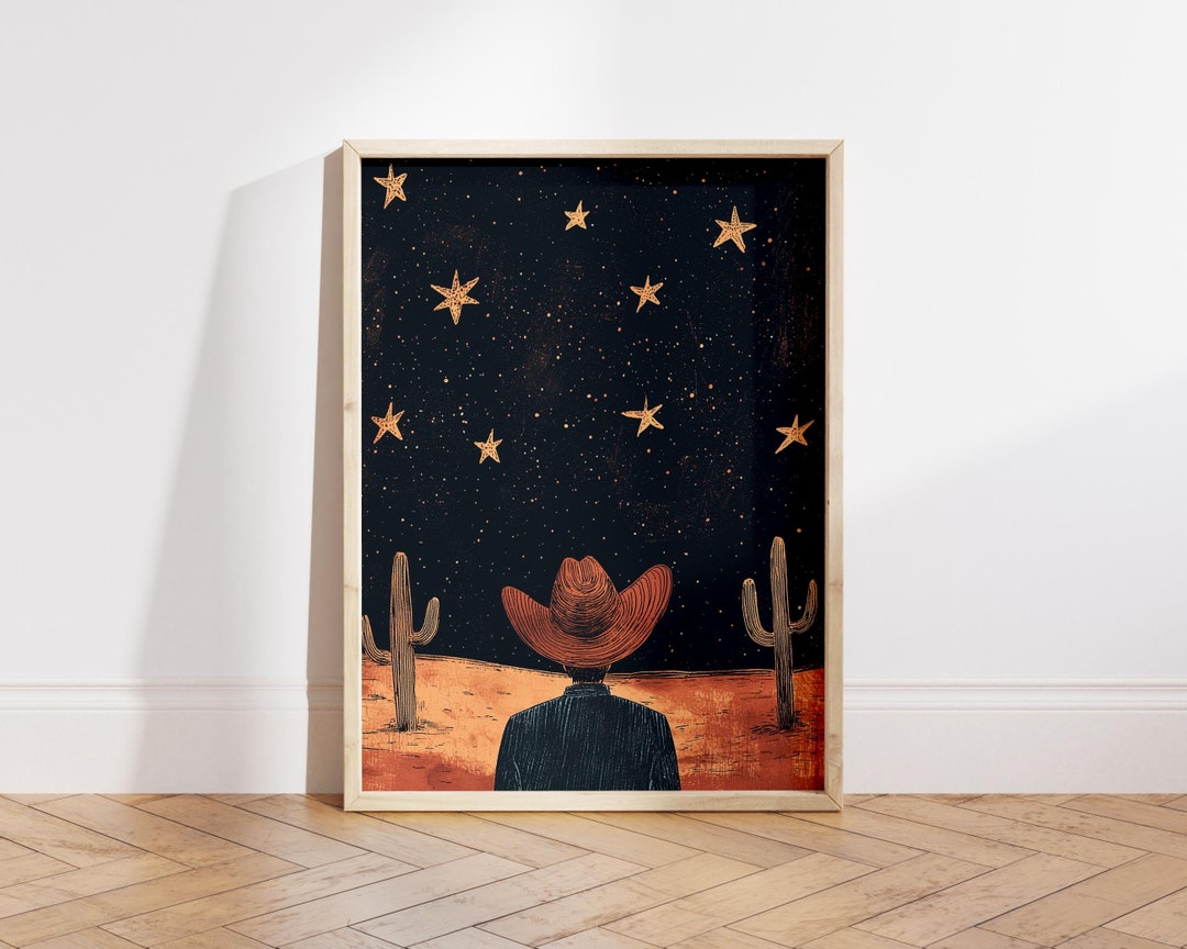 Western Cowboy Wall Art Retro Cowboy Print Wild West Home Decor Vintage ...