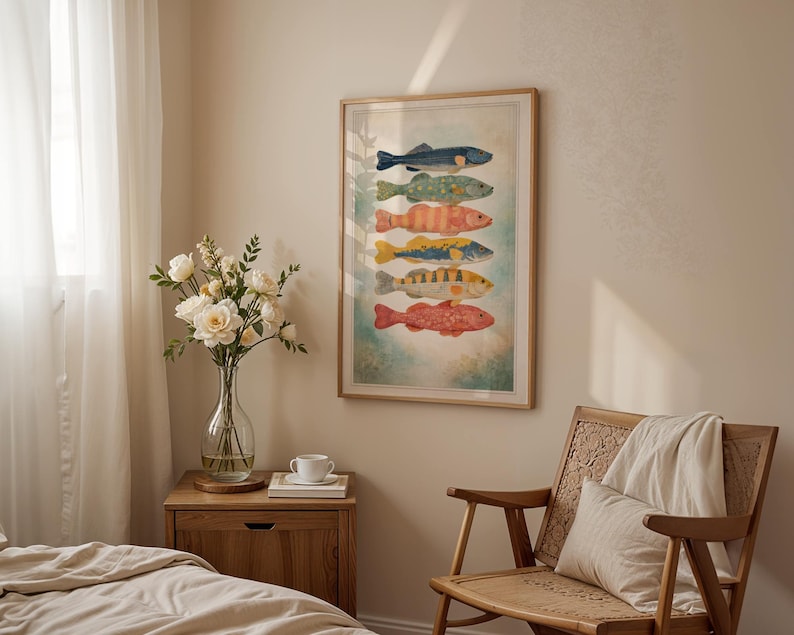 Coastal Fish Wall Art – Nautical Fish Illustration Print - Etsy