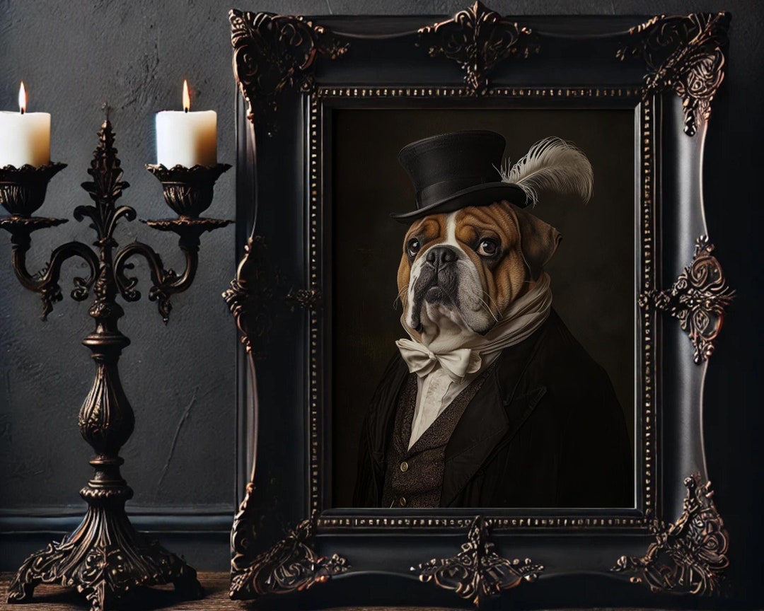 Victorian Bulldog Portrait: Funny Gothic Dog Wall Art - Etsy