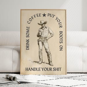 Western Coffee Print – Rustic Cowboy Quote Wall Decor for Bar or ...