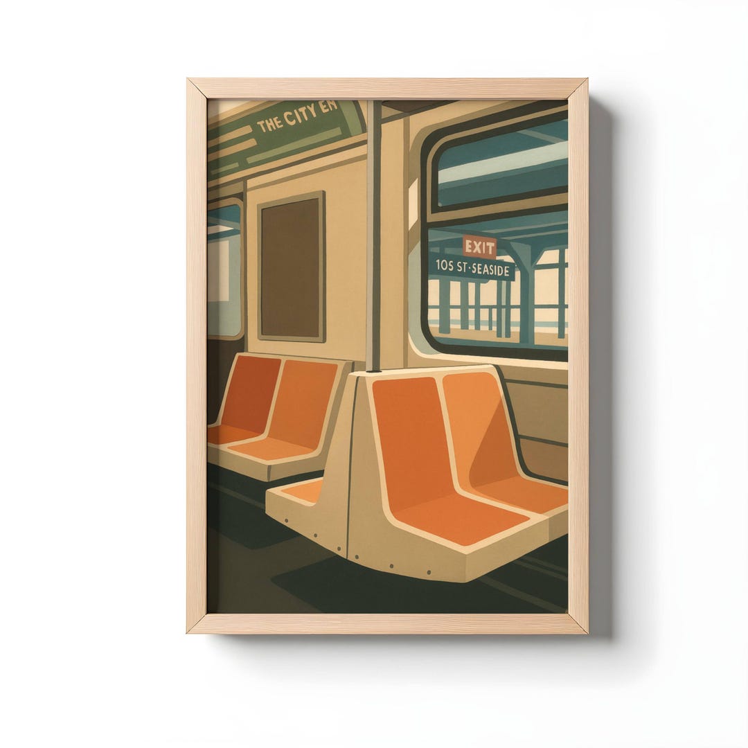 NYC Subway Train Wall Art | Minimalist Manhattan Print | New York ...