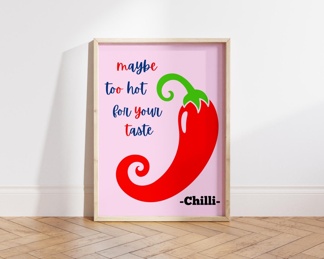 Funny Hot Chilli Pepper Kitchen Print: Minimalist Food Quote Art - Etsy