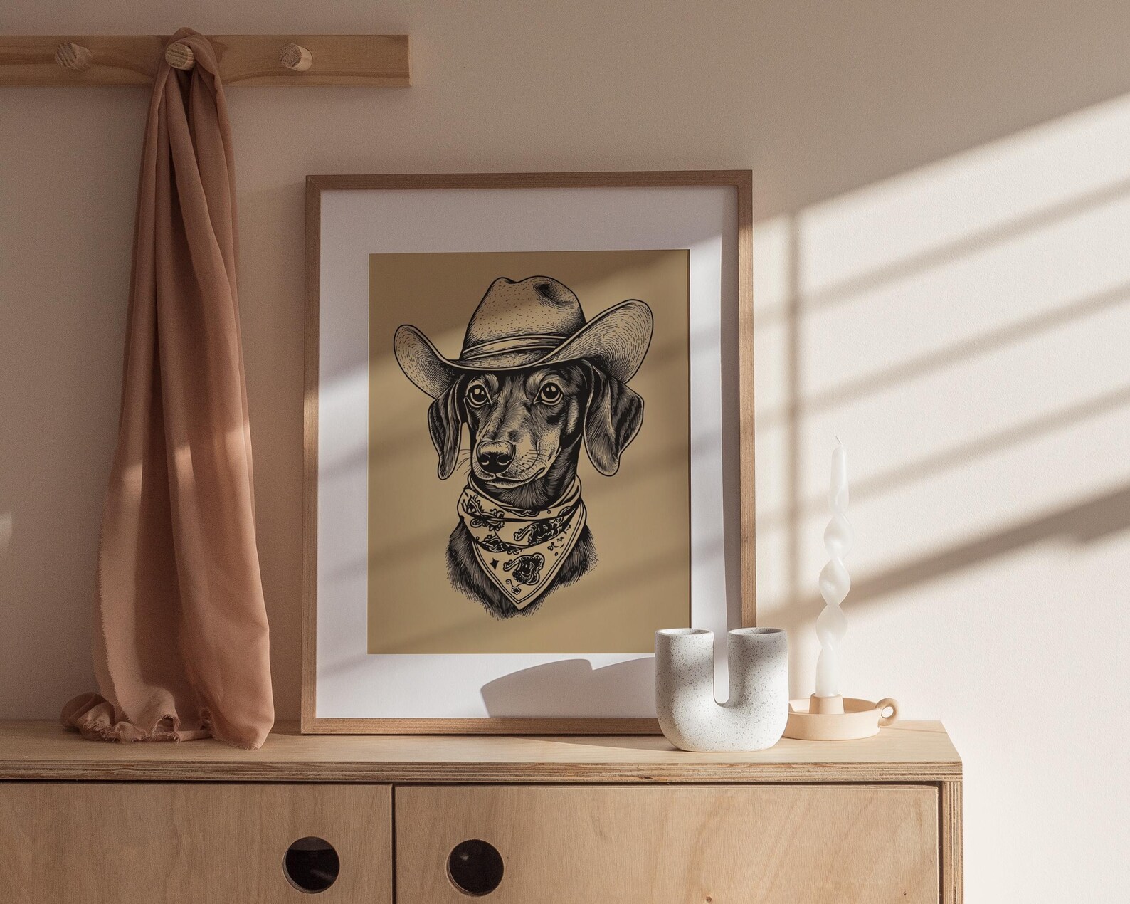 Dachshund Pup Cowdog Wall Art Cowboy Dog Vintage Cowboy Dog Art Western ...