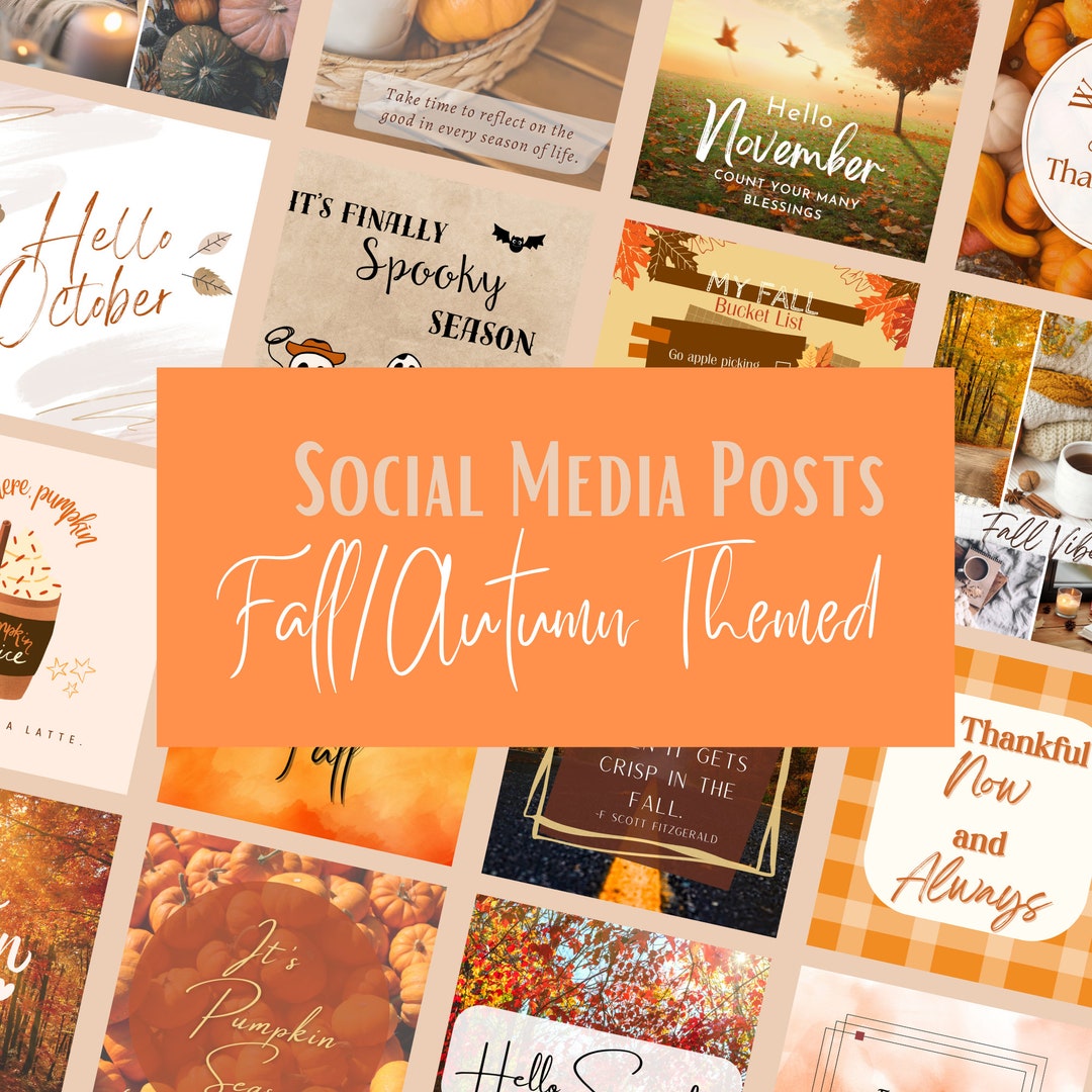 Fall Themed Social Media Posts, Digital Graphics for Businesses, Ready ...