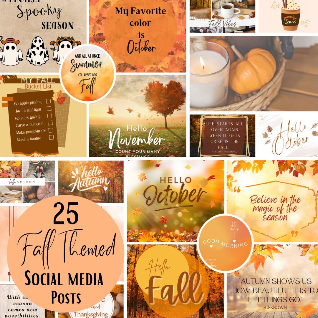Fall Themed Social Media Posts, Digital Graphics for Businesses, Ready ...