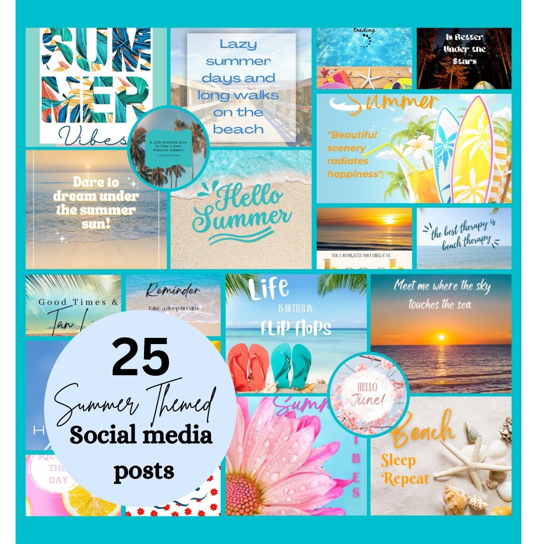 Summer Themed Social Media Posts, Digital Graphics for Businesses ...
