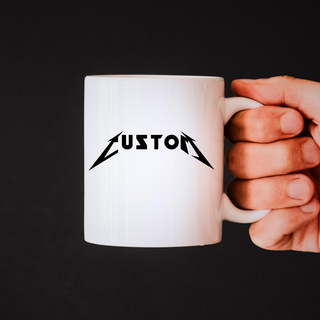 Custom Name Metallica Mug, Rock Band Font Personalized Coffee Cup ...