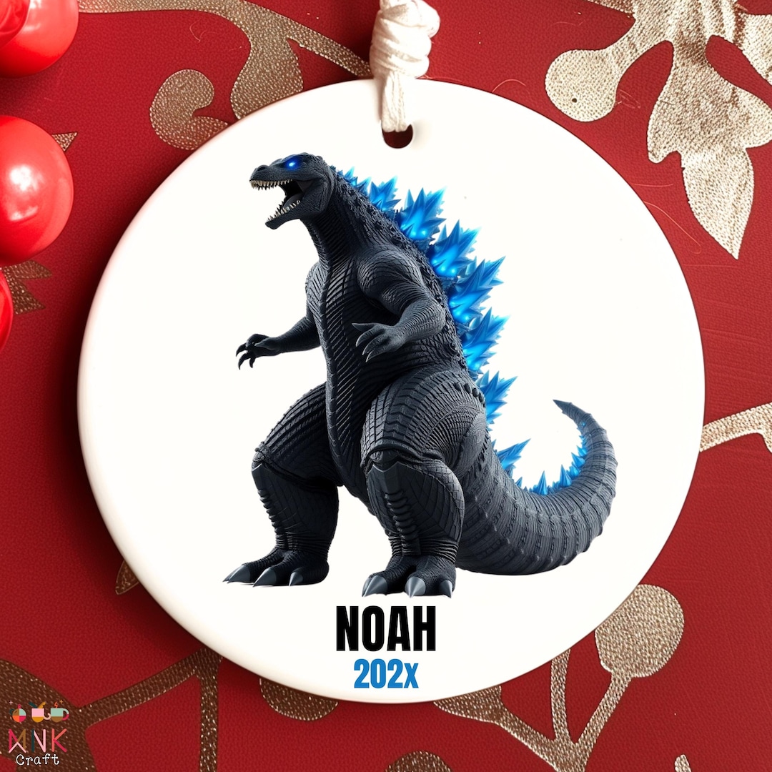 Personalized Godzilla Ornament, Custom Name Christmas Ornament, Kids ...